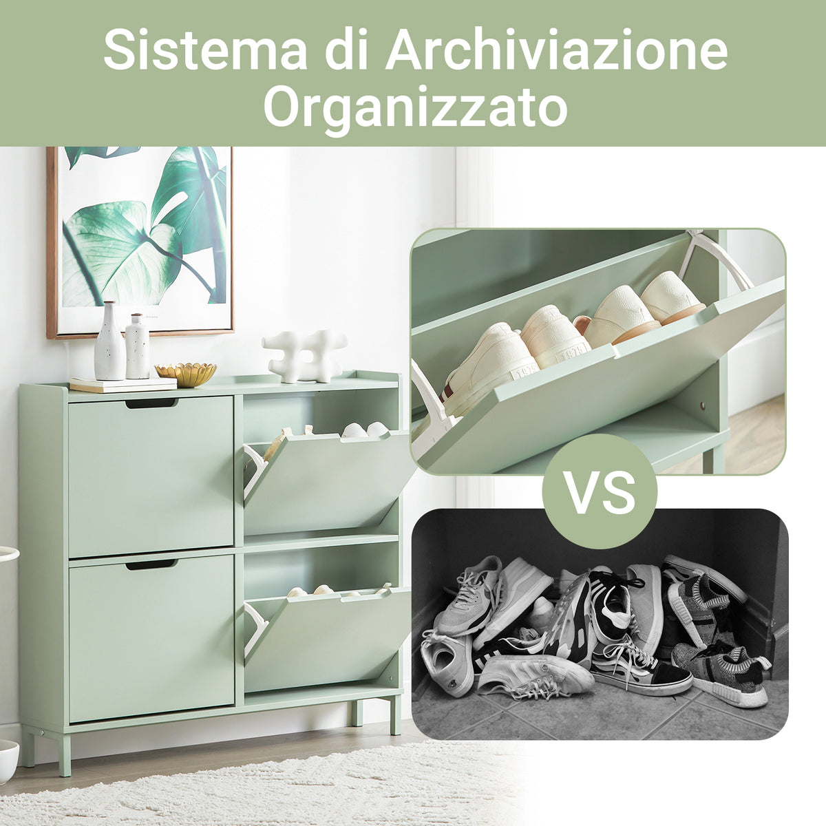 SoBuy Scarpiera grande e sottile verde - FSR100-GR– SoBuy-IT