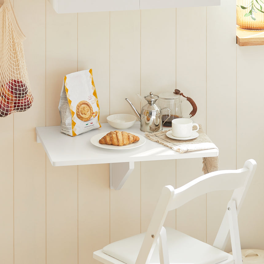 Tavolo sospeso al muro pieghevole bianco - FWT03-W– SoBuy-IT