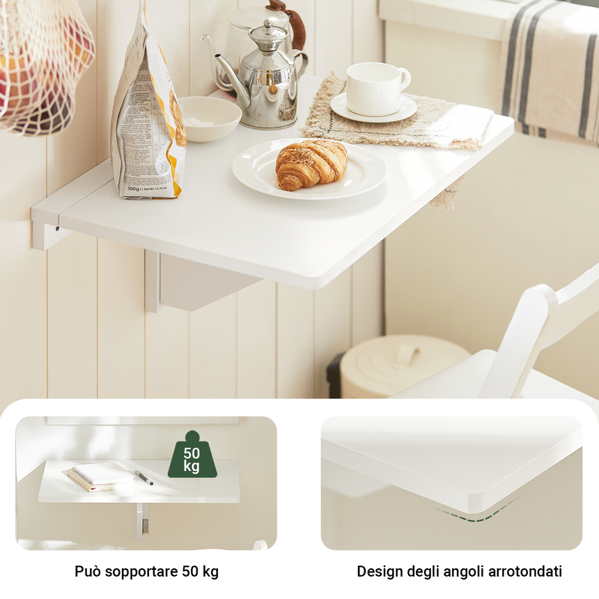 SoBuy Tavolo sospeso al muro pieghevole bianco - FWT03-W– SoBuy-IT
